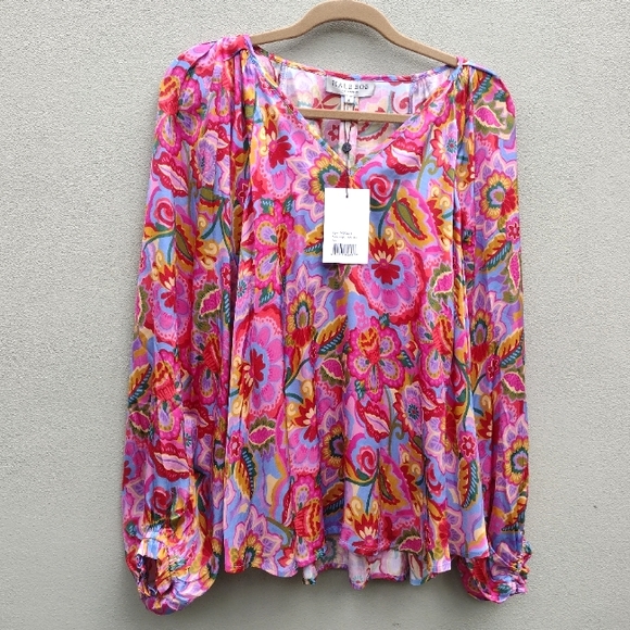 Hale Bob | Tops | Hale Bob Colorful Flower Long Sleeve Blouse In Size ...